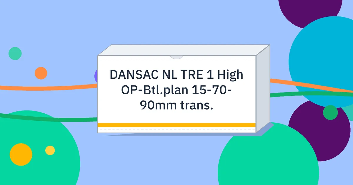 Symbolbild: Packung mit der Aufschrift DANSAC NL TRE 1 High OP-Btl.plan 15-70-90mm trans. (PZN 19744826) – Verfügbarkeit und Bezug in Apotheken in Frankfurt am Main