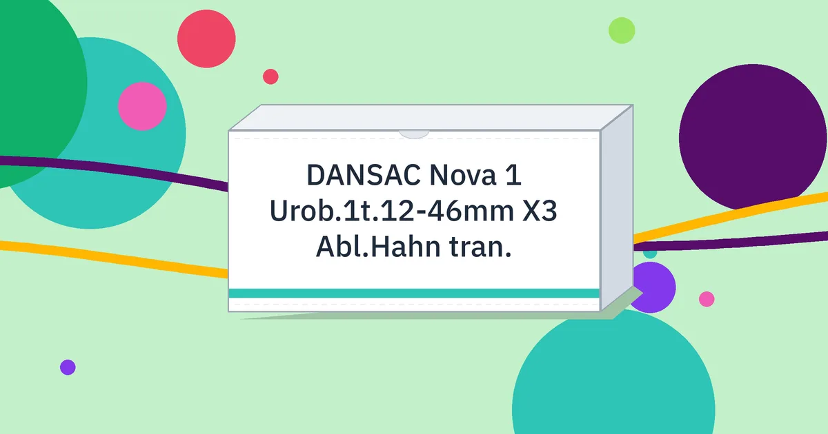 Symbolbild: Packung mit der Aufschrift DANSAC Nova 1 Urob.1t.12-46mm X3 Abl.Hahn tran. (PZN 01994764) – Verfügbarkeit und Bezug in Apotheken in Frankfurt am Main