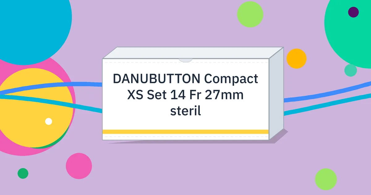 Symbolbild: Packung mit der Aufschrift DANUBUTTON Compact XS Set 14 Fr 27mm steril (PZN 19852705) – Verfügbarkeit und Bezug in Apotheken in Frankfurt am Main