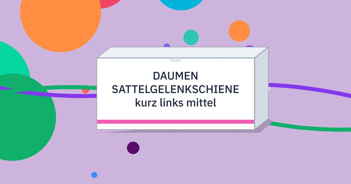 Symbolbild: Packung mit der Aufschrift DAUMEN SATTELGELENKSCHIENE kurz links mittel (PZN 02639611) – Verfügbarkeit und Bezug in Apotheken in Frankfurt am Main