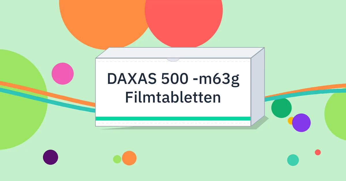 Symbolbild: Packung mit der Aufschrift DAXAS 500 -m63g Filmtabletten (PZN 07776844) – Verfügbarkeit und Bezug in Apotheken in Frankfurt am Main