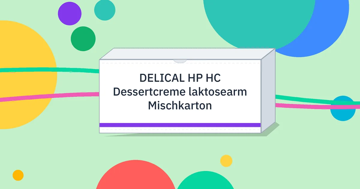 Symbolbild: Packung mit der Aufschrift DELICAL HP HC Dessertcreme laktosearm Mischkarton (PZN 16611065) – Verfügbarkeit und Bezug in Apotheken in Frankfurt am Main