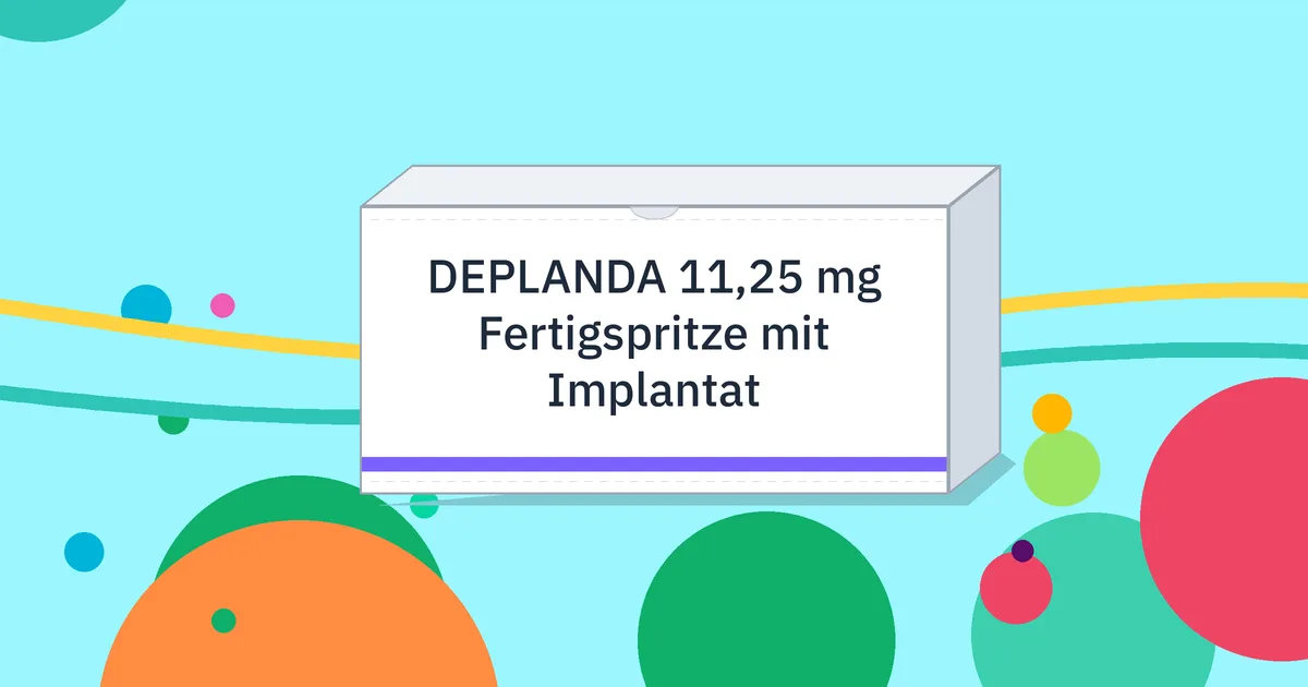 Symbolbild: Packung mit der Aufschrift DEPLANDA 11,25 mg Fertigspritze mit Implantat (PZN 19710951) – Verfügbarkeit und Bezug in Apotheken in Frankfurt am Main