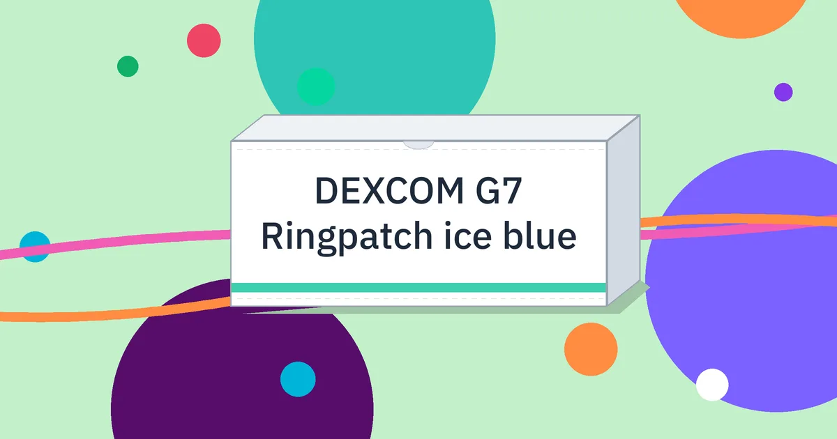 Symbolbild: Packung mit der Aufschrift DEXCOM G7 Ringpatch ice blue (PZN 19865949) – Verfügbarkeit und Bezug in Apotheken in Frankfurt am Main