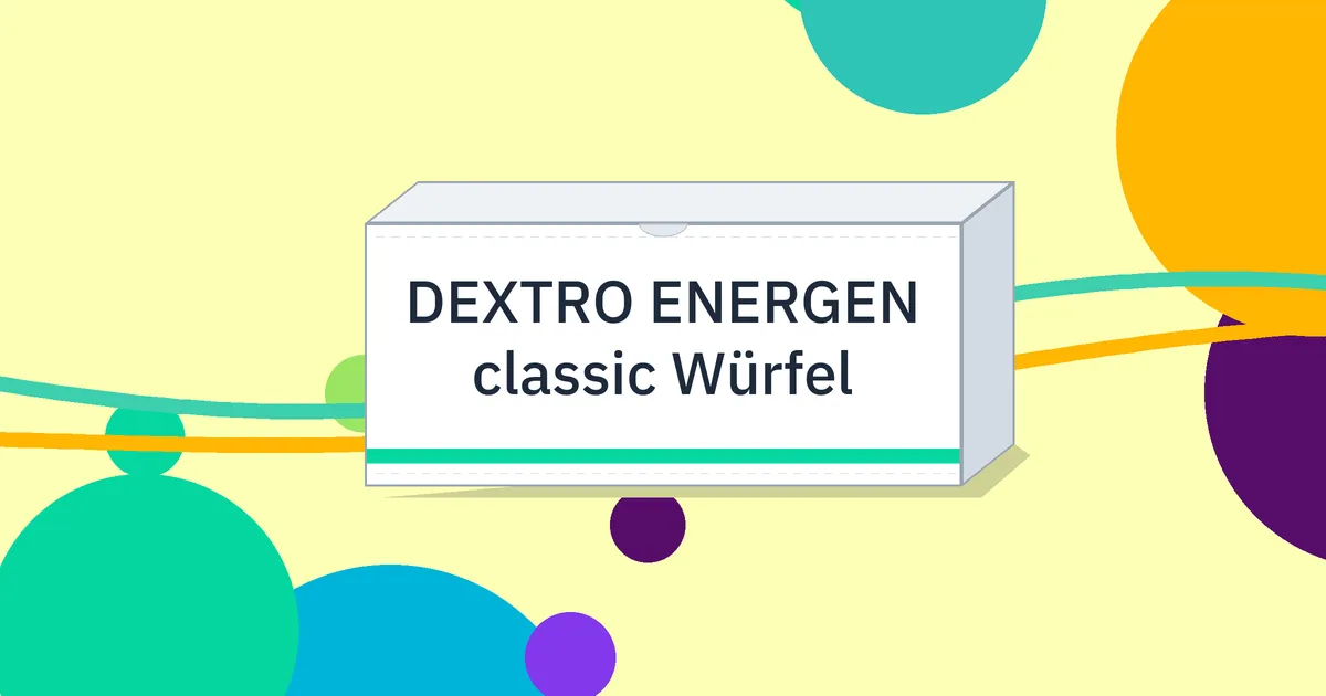 Symbolbild: Packung mit der Aufschrift DEXTRO ENERGEN classic Würfel (PZN 00976020) – Verfügbarkeit und Bezug in Apotheken in Frankfurt am Main