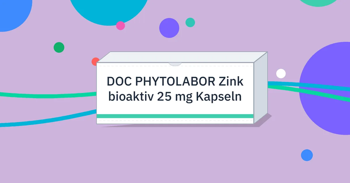 Symbolbild: Packung mit der Aufschrift DOC PHYTOLABOR Zink bioaktiv 25 mg Kapseln (PZN 17882493) – Verfügbarkeit und Bezug in Apotheken in Frankfurt am Main