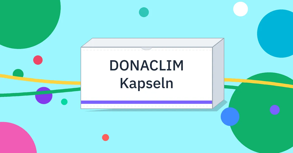 Symbolbild: Packung mit der Aufschrift DONACLIM Kapseln (PZN 13427183) – Verfügbarkeit und Bezug in Apotheken in Frankfurt am Main