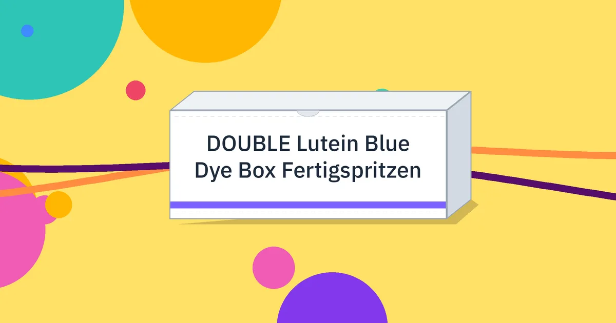 Symbolbild: Packung mit der Aufschrift DOUBLE Lutein Blue Dye Box Fertigspritzen (PZN 18897479) – Verfügbarkeit und Bezug in Apotheken in Frankfurt am Main