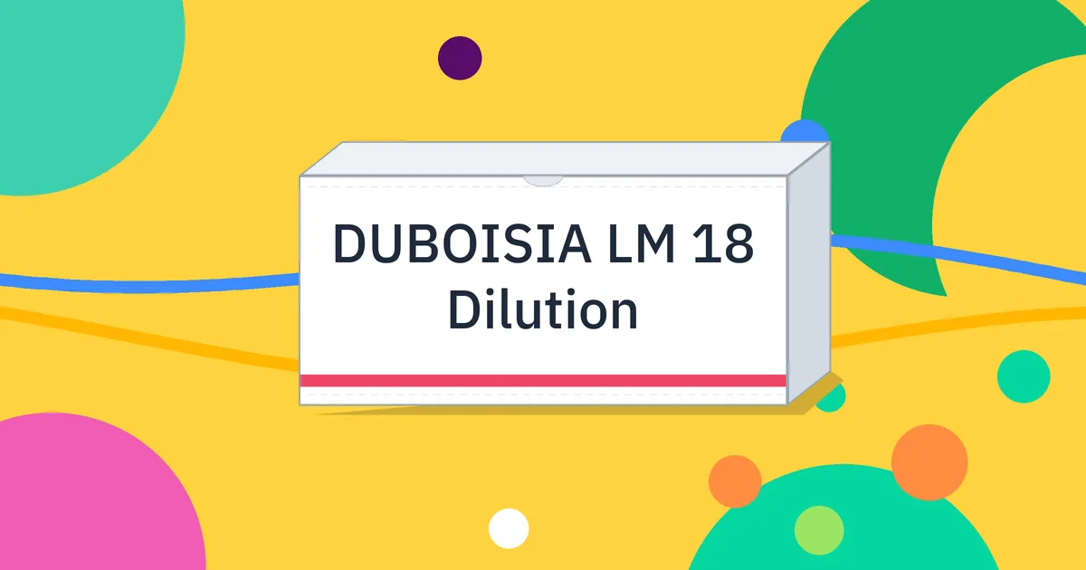 Symbolbild: Packung mit der Aufschrift DUBOISIA LM 18 Dilution (PZN 13467076) – Verfügbarkeit und Bezug in Apotheken in Frankfurt am Main