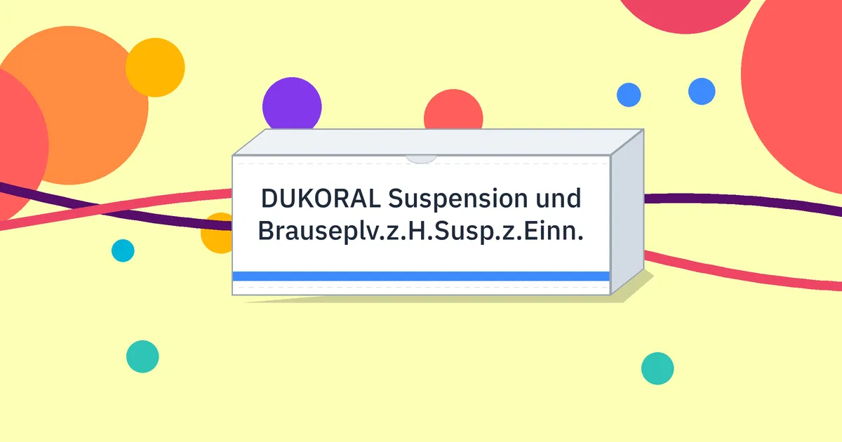 Symbolbild: Packung mit der Aufschrift DUKORAL Suspension und Brauseplv.z.H.Susp.z.Einn. (PZN 18852092) – Verfügbarkeit und Bezug in Apotheken in Frankfurt am Main