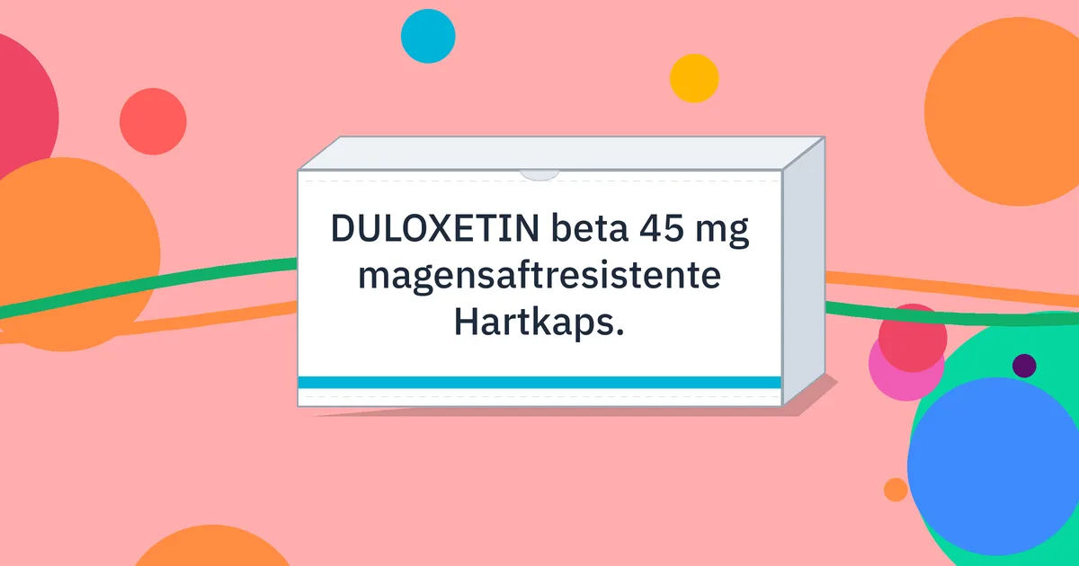 Symbolbild: Packung mit der Aufschrift DULOXETIN beta 45 mg magensaftresistente Hartkaps. (PZN 05973109) – Verfügbarkeit und Bezug in Apotheken in Frankfurt am Main