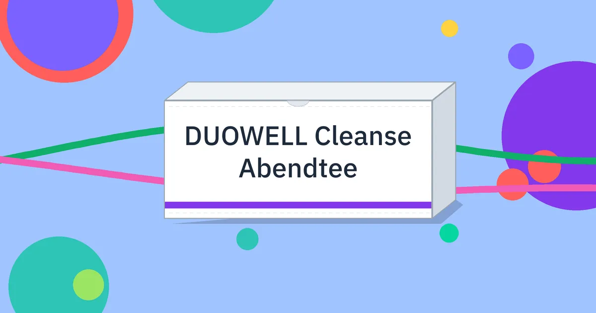 Symbolbild: Packung mit der Aufschrift DUOWELL Cleanse Abendtee (PZN 15657177) – Verfügbarkeit und Bezug in Apotheken in Frankfurt am Main