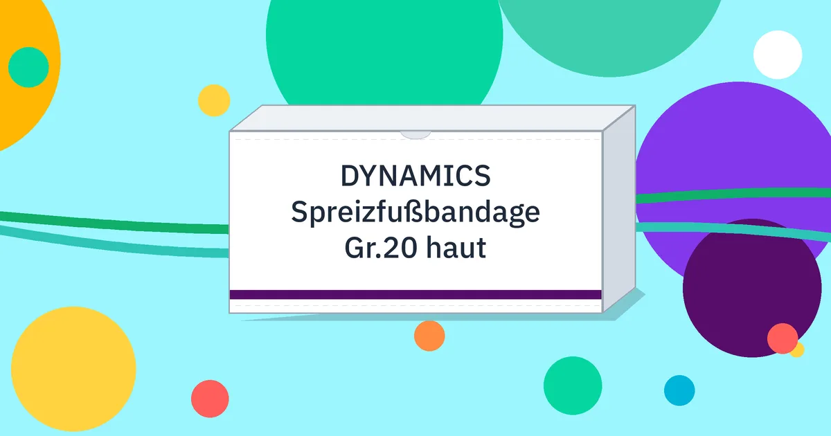 Symbolbild: Packung mit der Aufschrift DYNAMICS Spreizfußbandage Gr.20 haut (PZN 10635573) – Verfügbarkeit und Bezug in Apotheken in Frankfurt am Main
