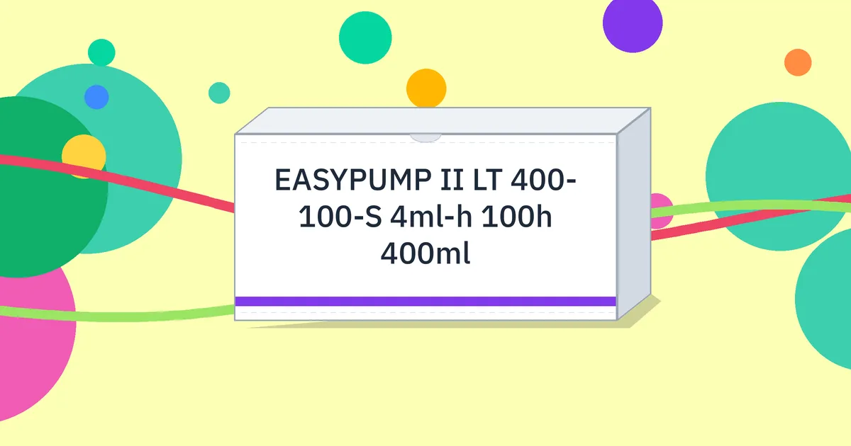 Symbolbild: Packung mit der Aufschrift EASYPUMP II LT 400-100-S 4ml-h 100h 400ml (PZN 09390882) – Verfügbarkeit und Bezug in Apotheken in Frankfurt am Main
