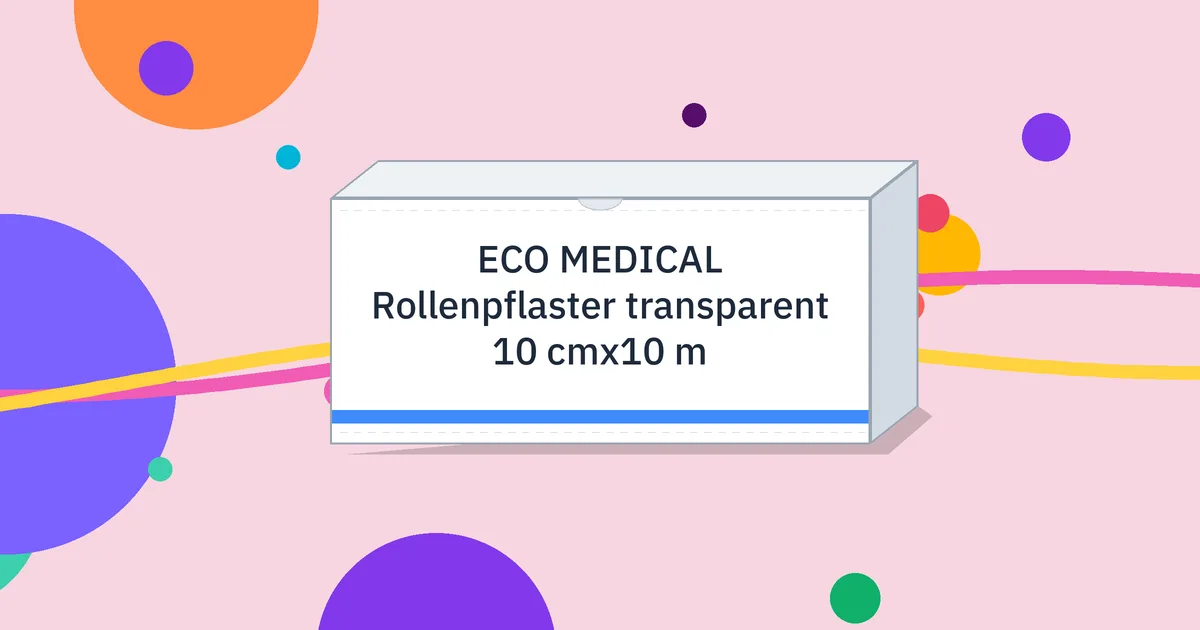 Symbolbild: Packung mit der Aufschrift ECO MEDICAL Rollenpflaster transparent 10 cmx10 m (PZN 01323099) – Verfügbarkeit und Bezug in Apotheken in Frankfurt am Main