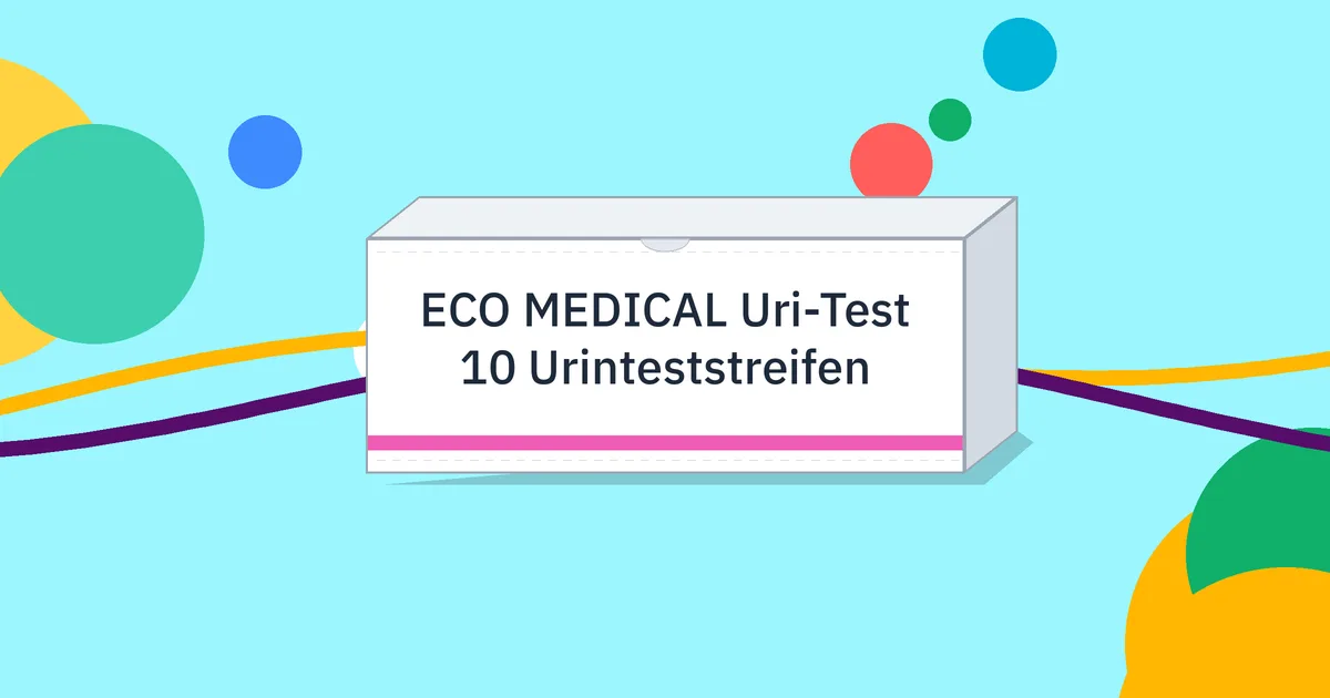 Symbolbild: Packung mit der Aufschrift ECO MEDICAL Uri-Test 10 Urinteststreifen (PZN 13426315) – Verfügbarkeit und Bezug in Apotheken in Frankfurt am Main