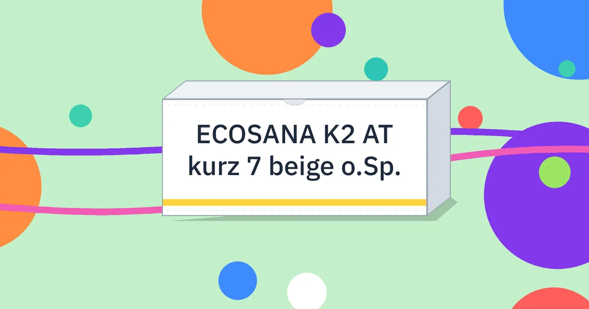 Symbolbild: Packung mit der Aufschrift ECOSANA K2 AT kurz 7 beige o.Sp. (PZN 01566212) – Verfügbarkeit und Bezug in Apotheken in Frankfurt am Main