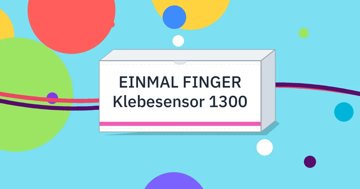 Symbolbild: Packung mit der Aufschrift EINMAL FINGER Klebesensor 1300 (PZN 06403986) – Verfügbarkeit und Bezug in Apotheken in Frankfurt am Main