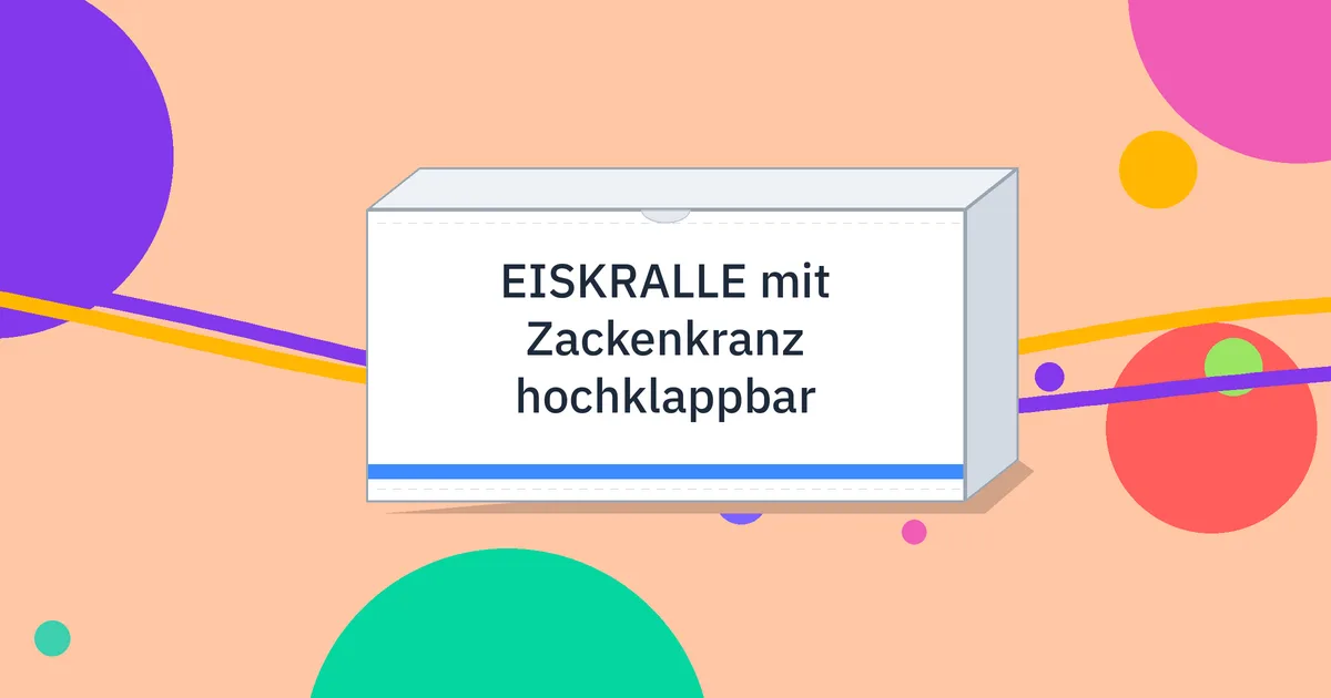 Symbolbild: Packung mit der Aufschrift EISKRALLE mit Zackenkranz hochklappbar (PZN 03841504) – Verfügbarkeit und Bezug in Apotheken in Frankfurt am Main