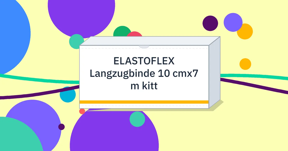 Symbolbild: Packung mit der Aufschrift ELASTOFLEX Langzugbinde 10 cmx7 m kitt (PZN 12637257) – Verfügbarkeit und Bezug in Apotheken in Frankfurt am Main