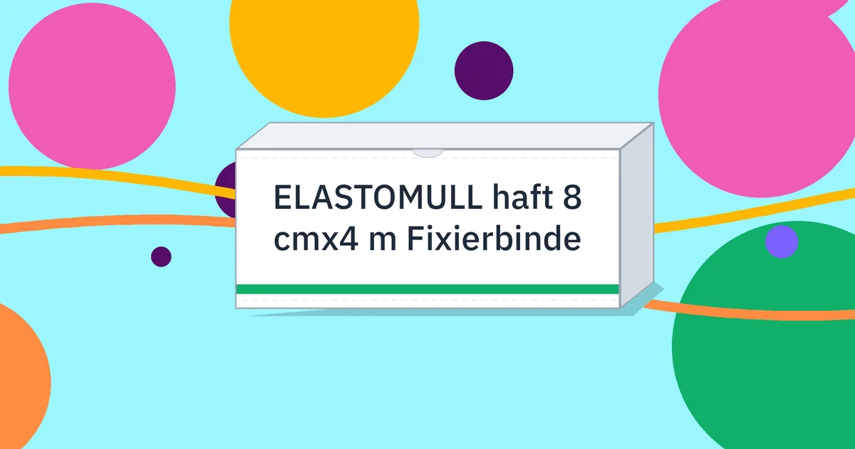 Symbolbild: Packung mit der Aufschrift ELASTOMULL haft 8 cmx4 m Fixierbinde (PZN 01012169) – Verfügbarkeit und Bezug in Apotheken in Frankfurt am Main