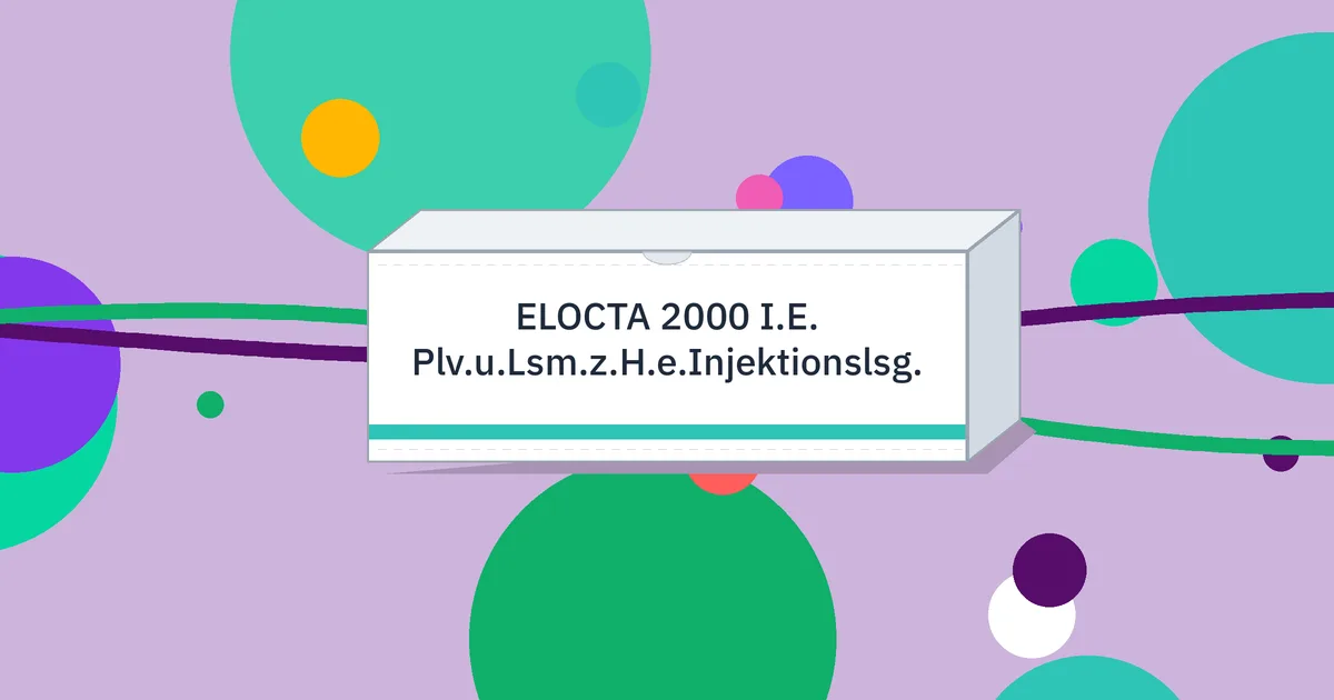Symbolbild: Packung mit der Aufschrift ELOCTA 2000 I.E. Plv.u.Lsm.z.H.e.Injektionslsg. (PZN 11328436) – Verfügbarkeit und Bezug in Apotheken in Frankfurt am Main