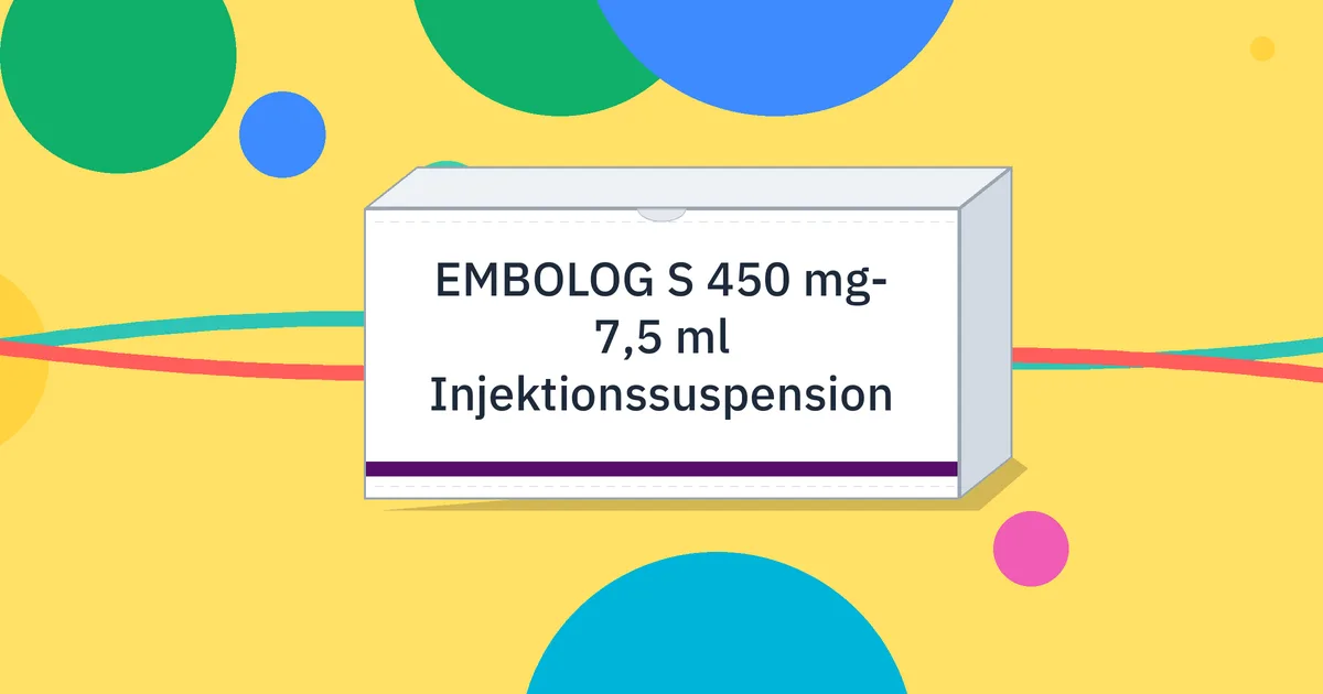 Symbolbild: Packung mit der Aufschrift EMBOLOG S 450 mg-7,5 ml Injektionssuspension (PZN 15885398) – Verfügbarkeit und Bezug in Apotheken in Frankfurt am Main