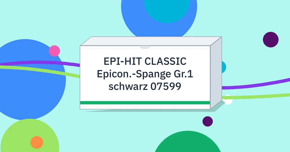 Symbolbild: Packung mit der Aufschrift EPI-HIT CLASSIC Epicon.-Spange Gr.1 schwarz 07599 (PZN 03096621) – Verfügbarkeit und Bezug in Apotheken in Frankfurt am Main