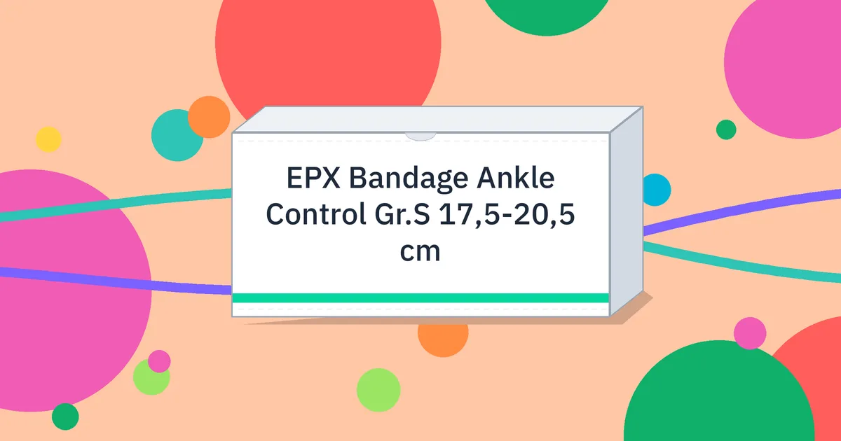 Symbolbild: Packung mit der Aufschrift EPX Bandage Ankle Control Gr.S 17,5-20,5 cm (PZN 08919777) – Verfügbarkeit und Bezug in Apotheken in Frankfurt am Main