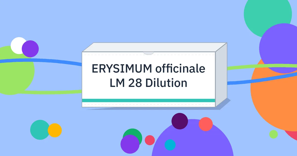 Symbolbild: Packung mit der Aufschrift ERYSIMUM officinale LM 28 Dilution (PZN 13479665) – Verfügbarkeit und Bezug in Apotheken in Frankfurt am Main