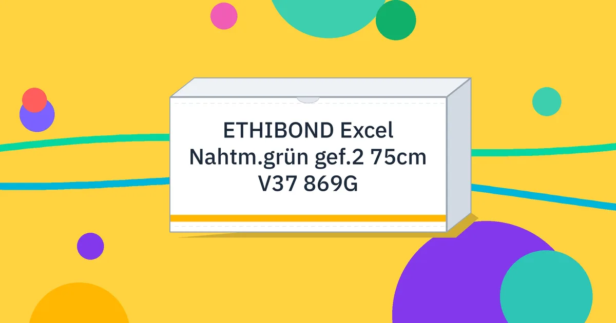 Symbolbild: Packung mit der Aufschrift ETHIBOND Excel Nahtm.grün gef.2 75cm V37 869G (PZN 16777334) – Verfügbarkeit und Bezug in Apotheken in Frankfurt am Main