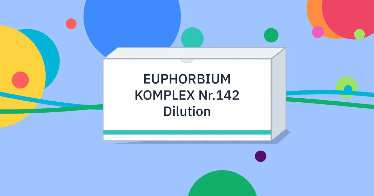 Symbolbild: Packung mit der Aufschrift EUPHORBIUM KOMPLEX Nr.142 Dilution (PZN 00354034) – Verfügbarkeit und Bezug in Apotheken in Frankfurt am Main