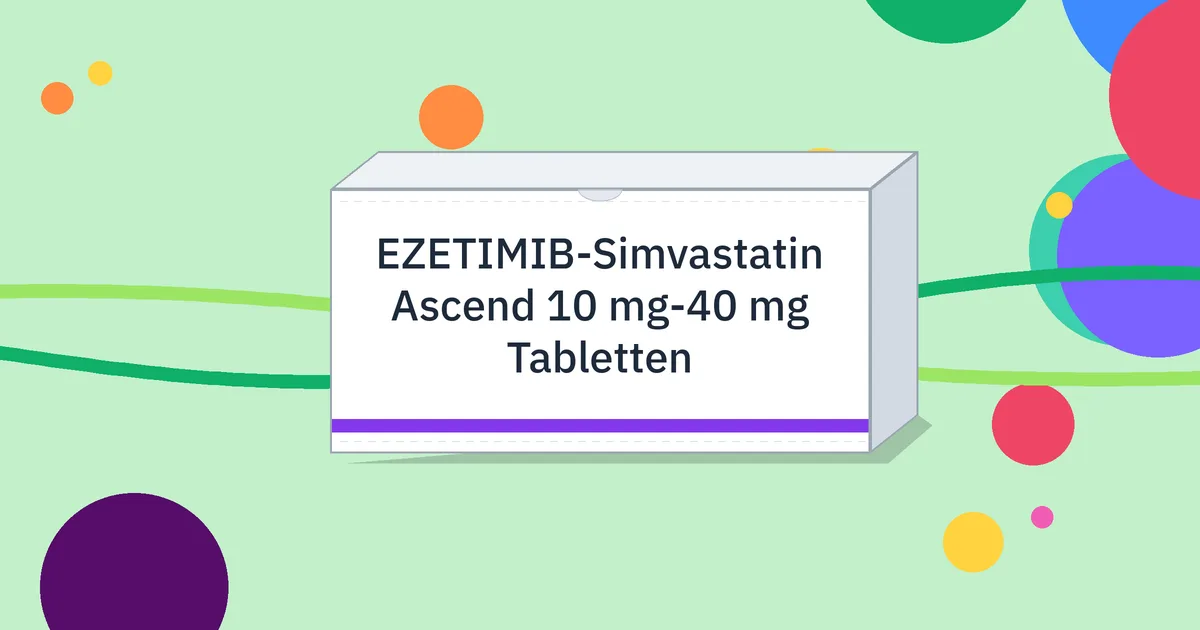 Symbolbild: Packung mit der Aufschrift EZETIMIB-Simvastatin Ascend 10 mg-40 mg Tabletten (PZN 18257389) – Verfügbarkeit und Bezug in Apotheken in Frankfurt am Main