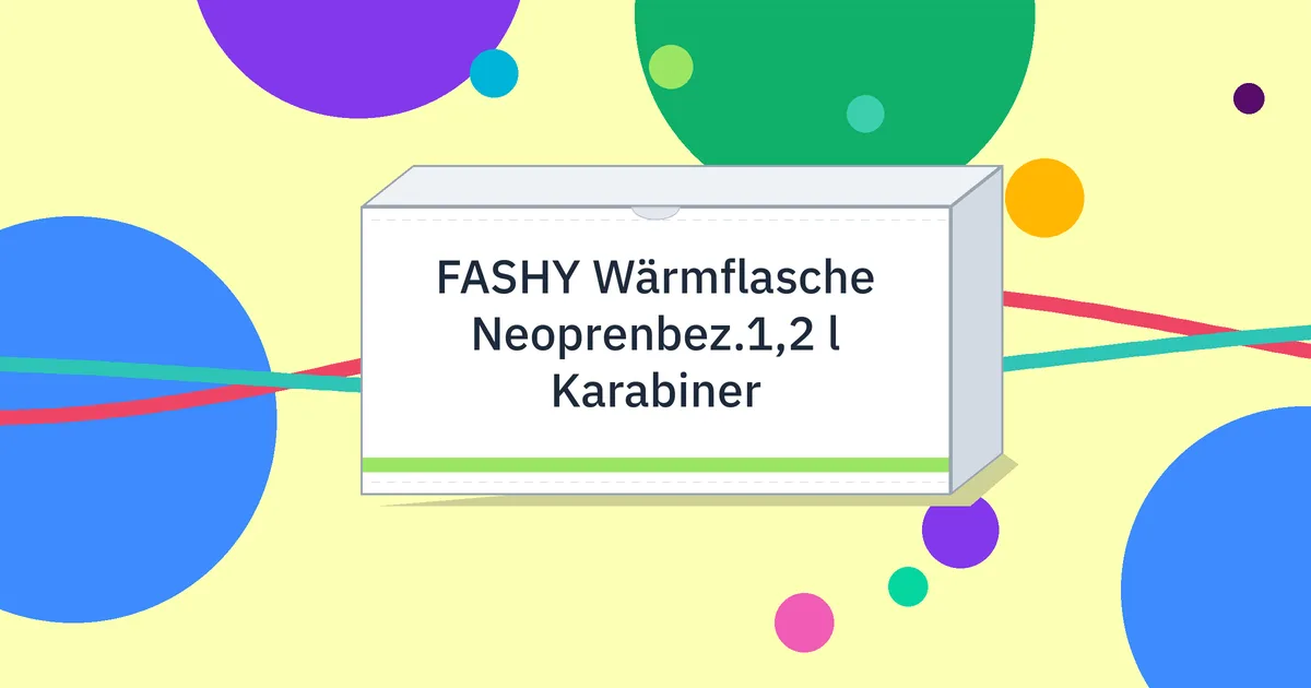 Symbolbild: Packung mit der Aufschrift FASHY Wärmflasche Neoprenbez.1,2 l Karabiner (PZN 17246550) – Verfügbarkeit und Bezug in Apotheken in Frankfurt am Main