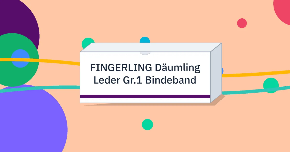 Symbolbild: Packung mit der Aufschrift FINGERLING Däumling Leder Gr.1 Bindeband (PZN 01726785) – Verfügbarkeit und Bezug in Apotheken in Frankfurt am Main