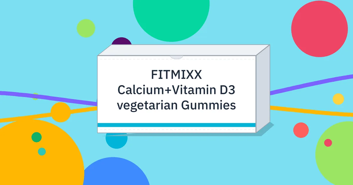 Symbolbild: Packung mit der Aufschrift FITMIXX Calcium+Vitamin D3 vegetarian Gummies (PZN 18667130) – Verfügbarkeit und Bezug in Apotheken in Frankfurt am Main