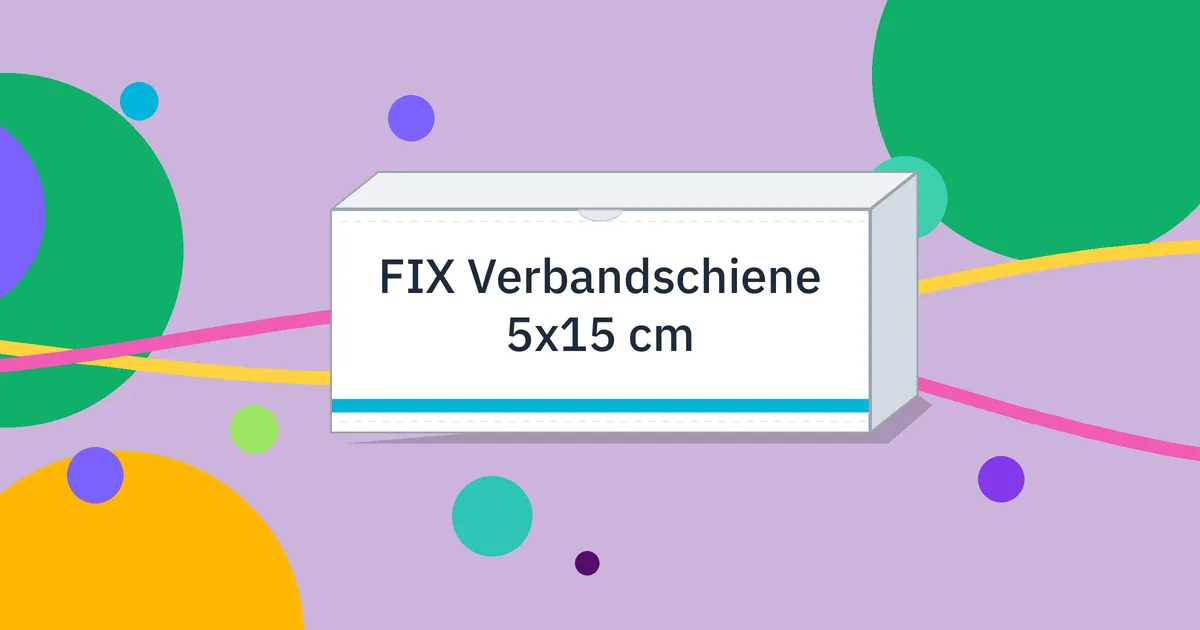 Symbolbild: Packung mit der Aufschrift FIX Verbandschiene 5x15 cm (PZN 06982056) – Verfügbarkeit und Bezug in Apotheken in Frankfurt am Main