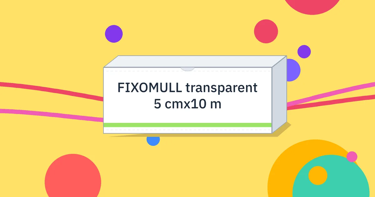 Symbolbild: Packung mit der Aufschrift FIXOMULL transparent 5 cmx10 m (PZN 03643158) – Verfügbarkeit und Bezug in Apotheken in Frankfurt am Main