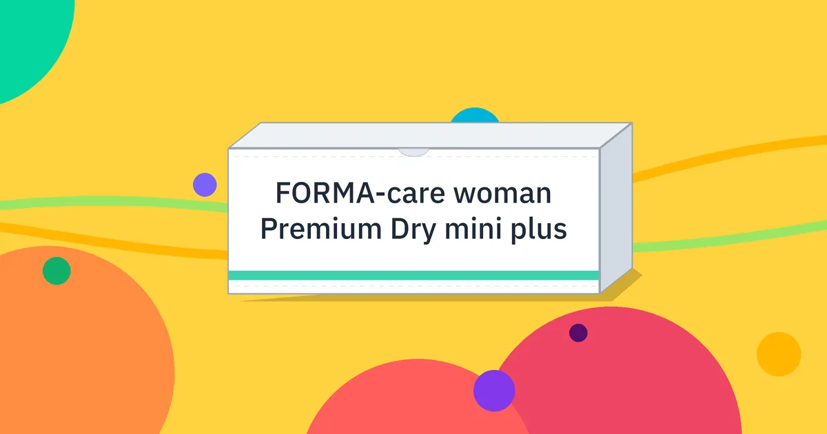 Symbolbild: Packung mit der Aufschrift FORMA-care woman Premium Dry mini plus (PZN 19131466) – Verfügbarkeit und Bezug in Apotheken in Frankfurt am Main
