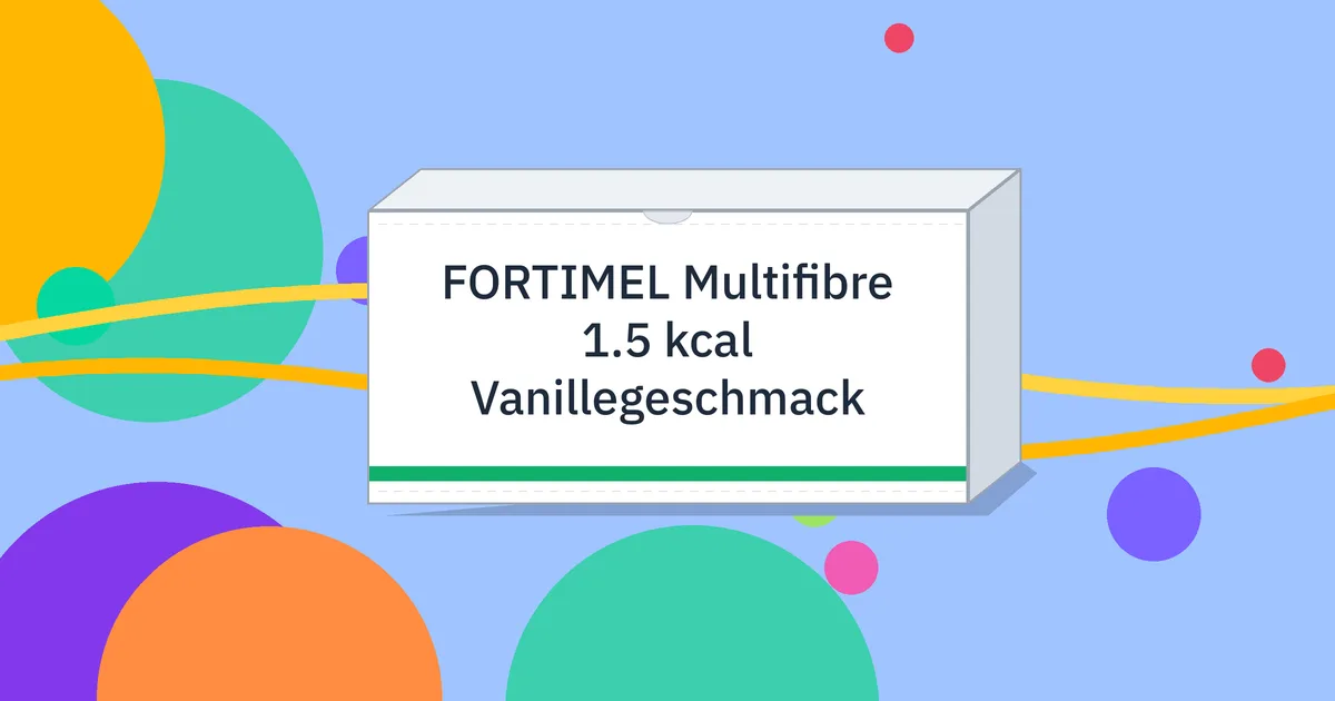 Symbolbild: Packung mit der Aufschrift FORTIMEL Multifibre 1.5 kcal Vanillegeschmack (PZN 19442692) – Verfügbarkeit und Bezug in Apotheken in Frankfurt am Main