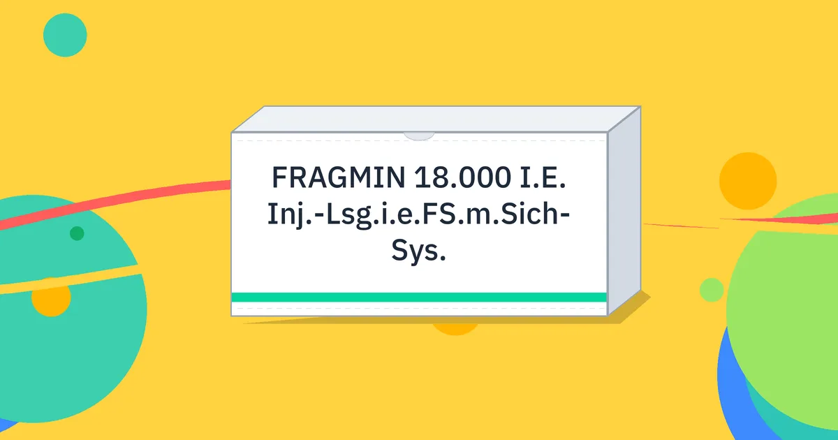 Symbolbild: Packung mit der Aufschrift FRAGMIN 18.000 I.E. Inj.-Lsg.i.e.FS.m.Sich-Sys. (PZN 07531953) – Verfügbarkeit und Bezug in Apotheken in Frankfurt am Main