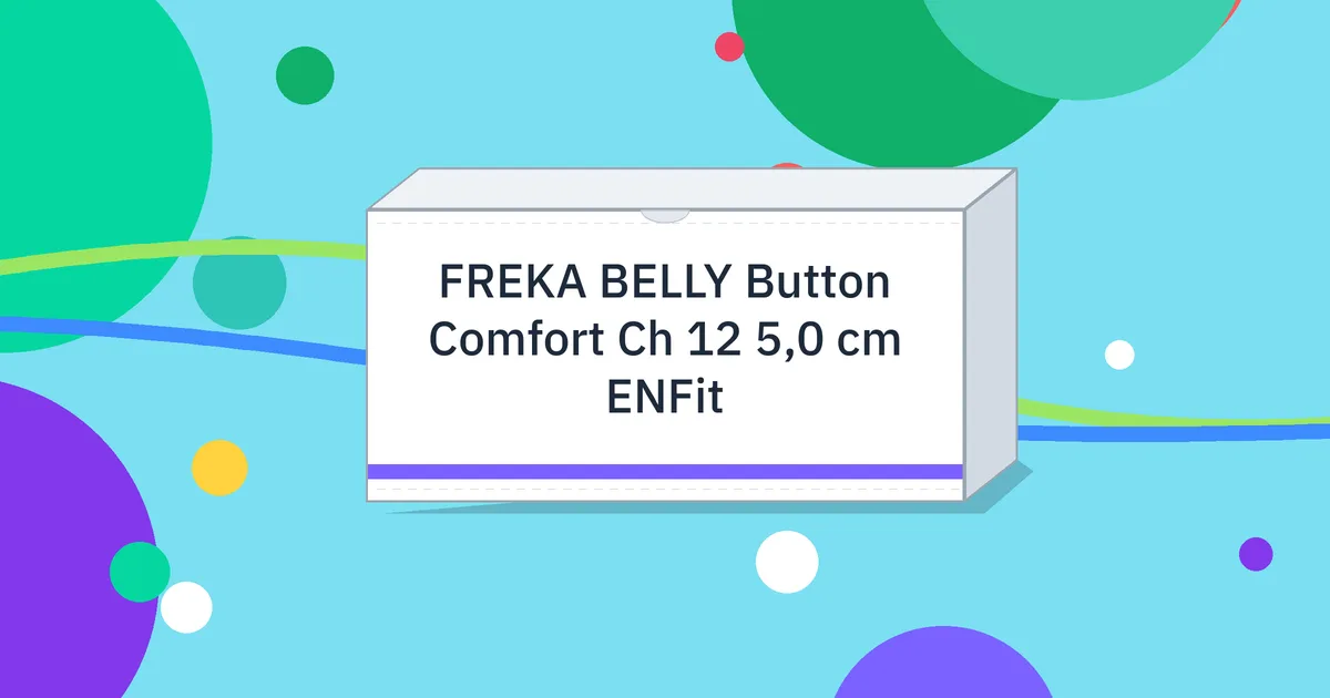 Symbolbild: Packung mit der Aufschrift FREKA BELLY Button Comfort Ch 12 5,0 cm ENFit (PZN 11481965) – Verfügbarkeit und Bezug in Apotheken in Frankfurt am Main