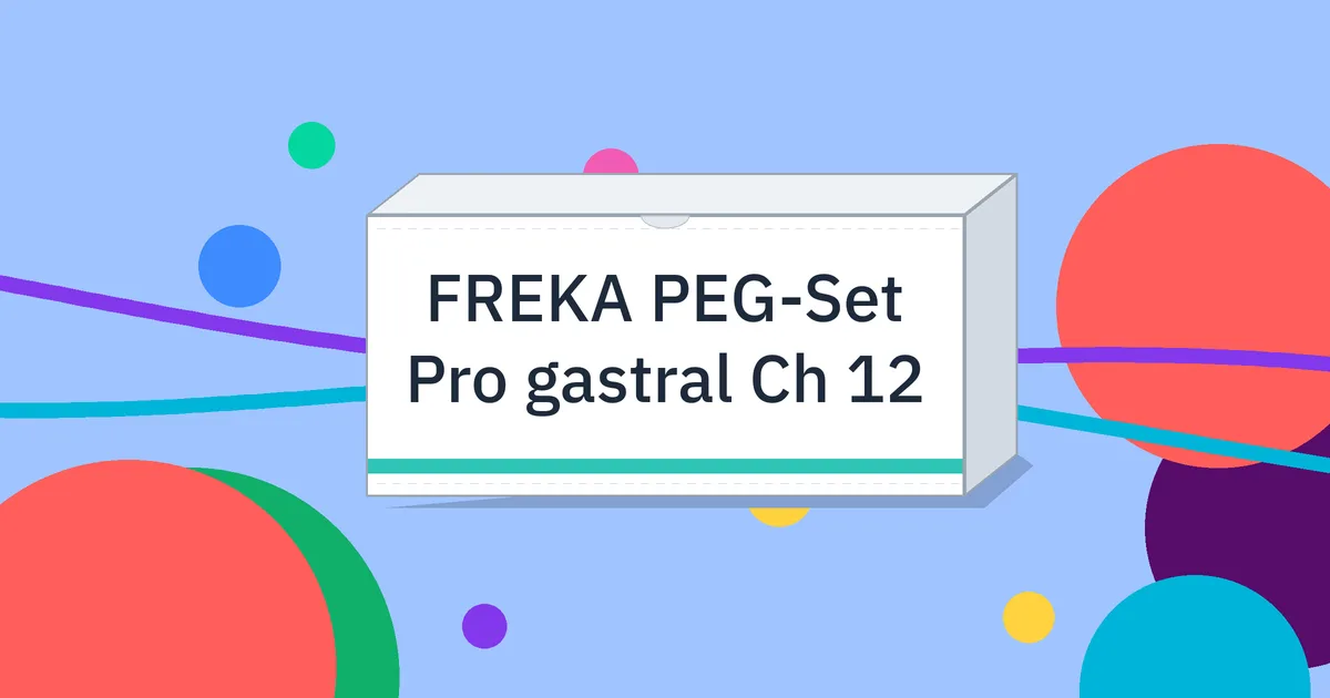 Symbolbild: Packung mit der Aufschrift FREKA PEG-Set Pro gastral Ch 12 (PZN 16496902) – Verfügbarkeit und Bezug in Apotheken in Frankfurt am Main