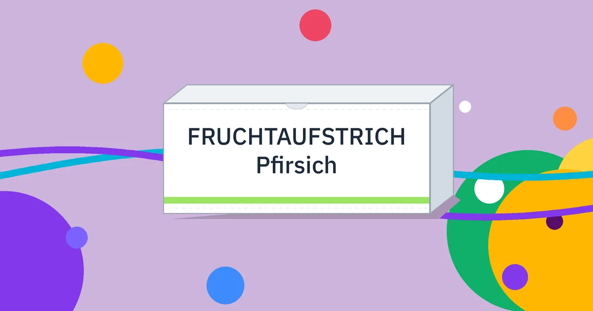 Symbolbild: Packung mit der Aufschrift FRUCHTAUFSTRICH Pfirsich (PZN 09724403) – Verfügbarkeit und Bezug in Apotheken in Frankfurt am Main