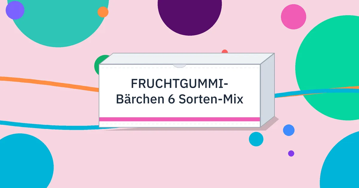 Symbolbild: Packung mit der Aufschrift FRUCHTGUMMI-Bärchen 6 Sorten-Mix (PZN 11175903) – Verfügbarkeit und Bezug in Apotheken in Frankfurt am Main