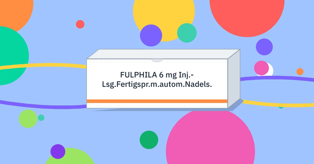 Symbolbild: Packung mit der Aufschrift FULPHILA 6 mg Inj.-Lsg.Fertigspr.m.autom.Nadels. (PZN 16885331) – Verfügbarkeit und Bezug in Apotheken in Frankfurt am Main
