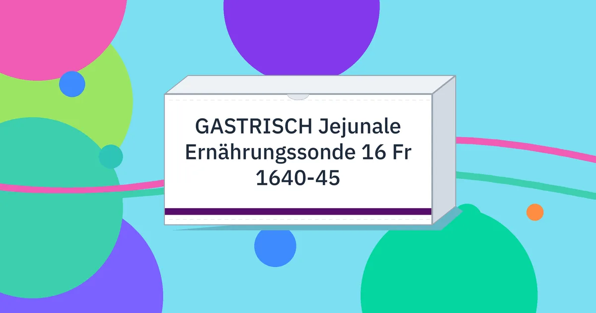 Symbolbild: Packung mit der Aufschrift GASTRISCH Jejunale Ernährungssonde 16 Fr 1640-45 (PZN 14345027) – Verfügbarkeit und Bezug in Apotheken in Frankfurt am Main