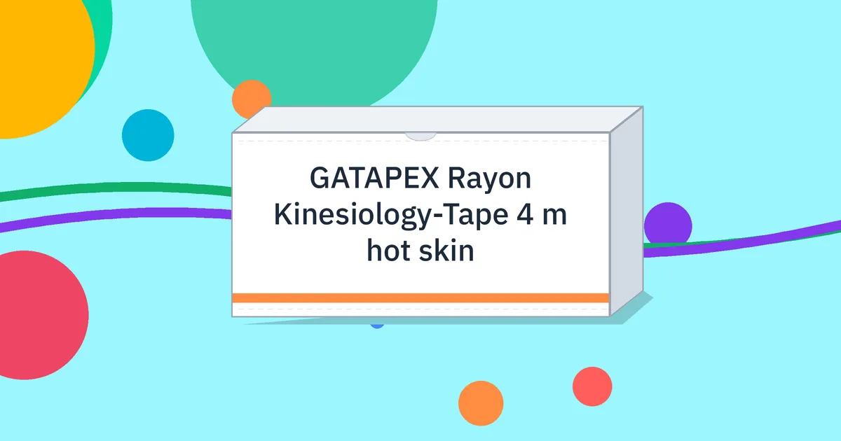 Symbolbild: Packung mit der Aufschrift GATAPEX Rayon Kinesiology-Tape 4 m hot skin (PZN 12344041) – Verfügbarkeit und Bezug in Apotheken in Frankfurt am Main