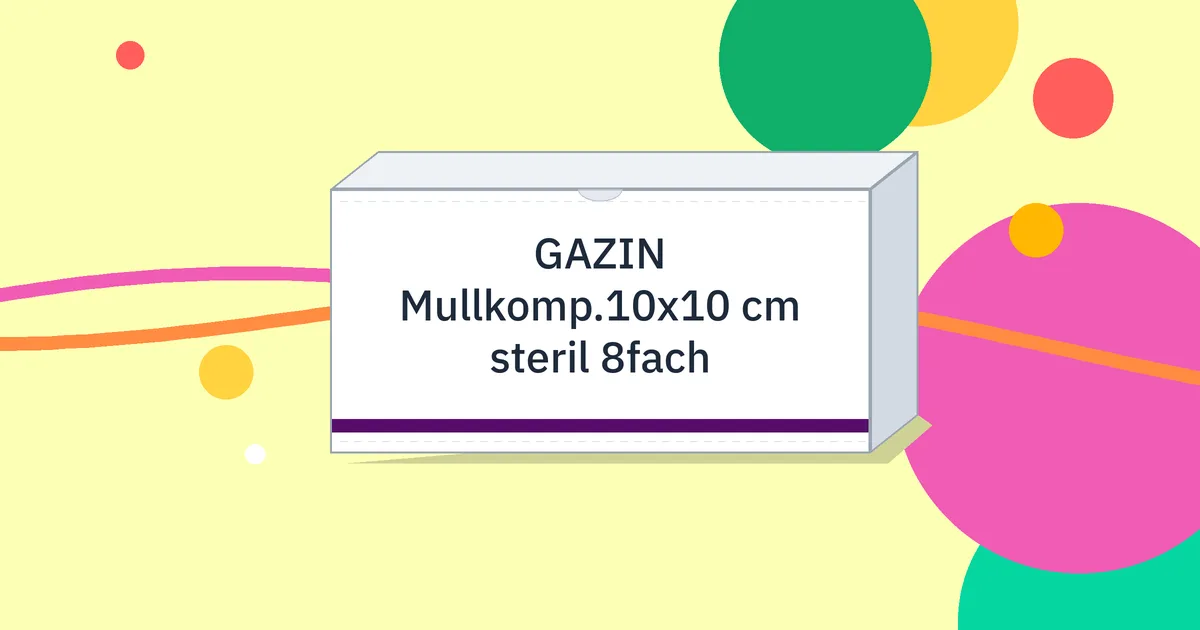 Symbolbild: Packung mit der Aufschrift GAZIN Mullkomp.10x10 cm steril 8fach (PZN 01561031) – Verfügbarkeit und Bezug in Apotheken in Frankfurt am Main