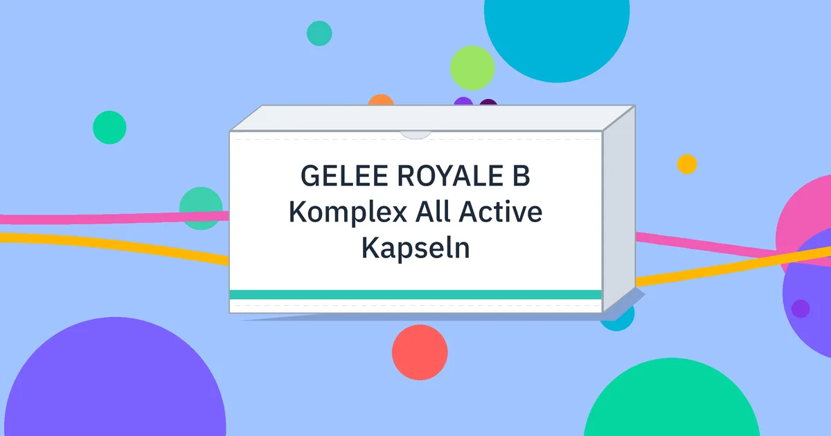 Symbolbild: Packung mit der Aufschrift GELEE ROYALE B Komplex All Active Kapseln (PZN 00243458) – Verfügbarkeit und Bezug in Apotheken in Frankfurt am Main